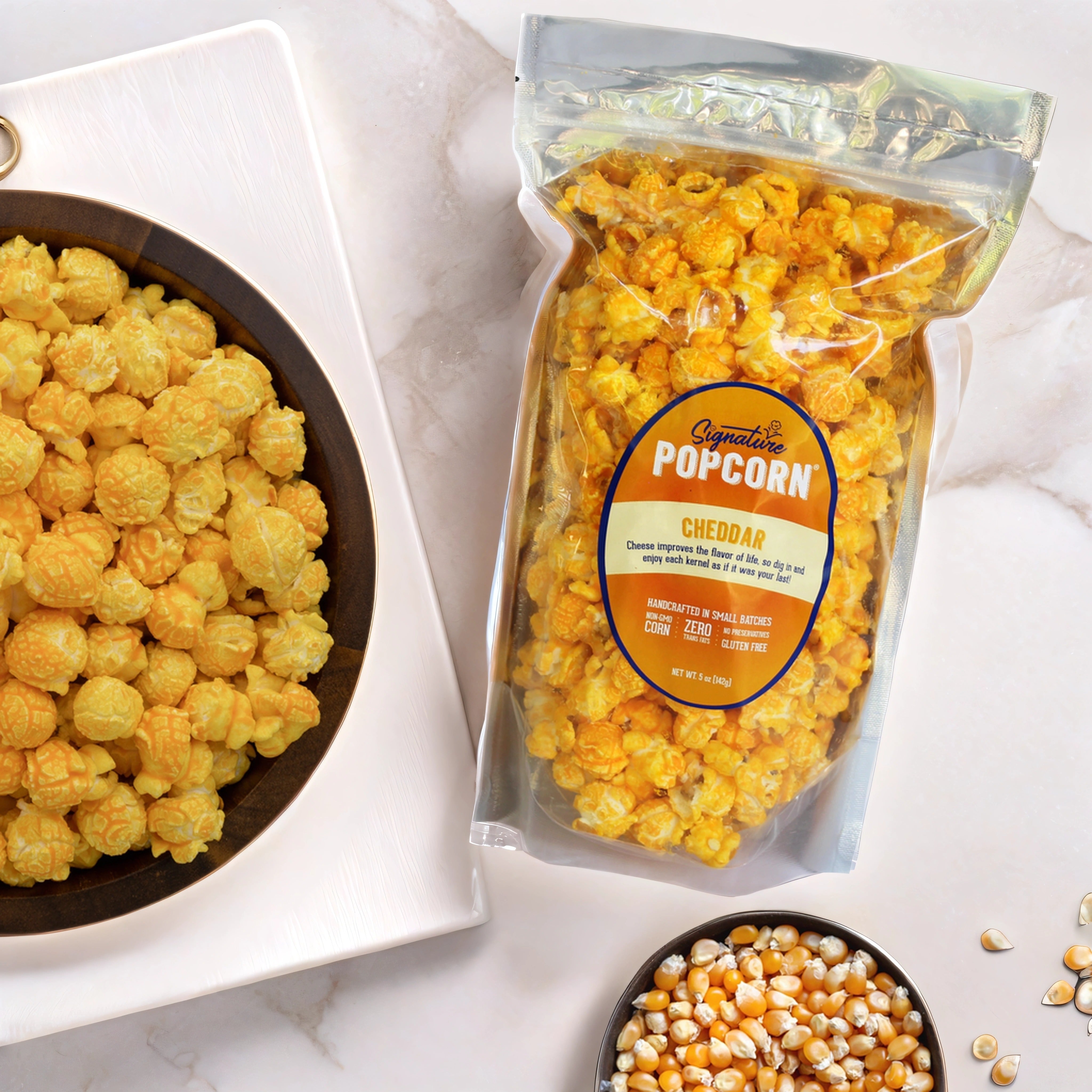 Large Gourmet Cheddar Popcorn Bag – Signature Popcorn