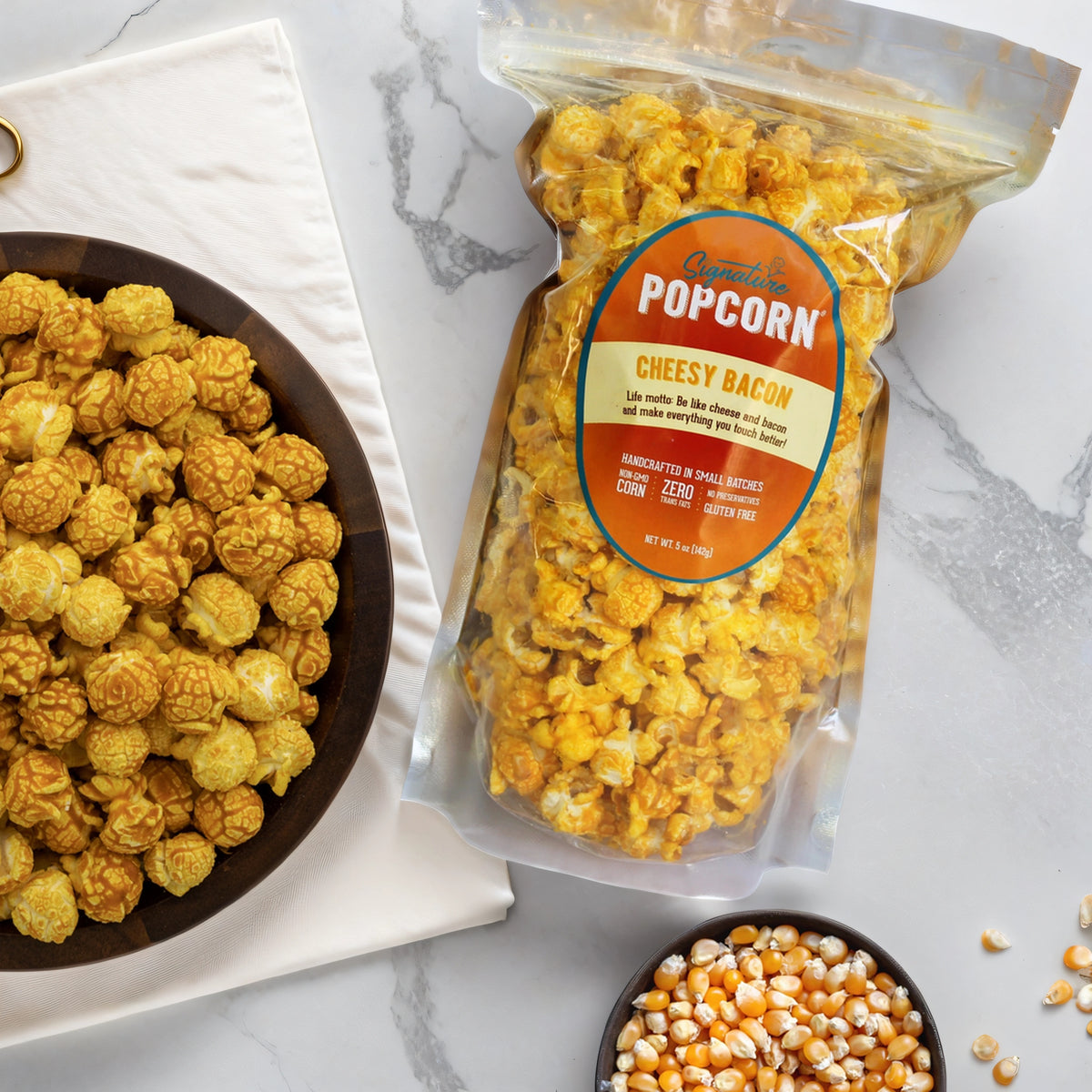 Large Gourmet Cheesy Bacon Popcorn Bag – Signature Popcorn