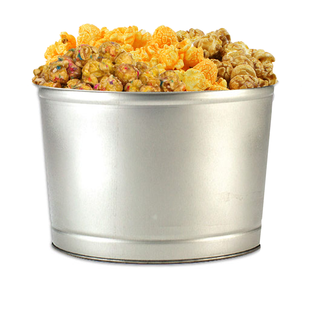 Silver 2-Gallon Popcorn Tin – Signature Popcorn